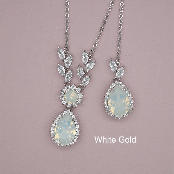 Wedding Jewelry Set Backdrop Necklace Wedding Opal Bridal | Etsy