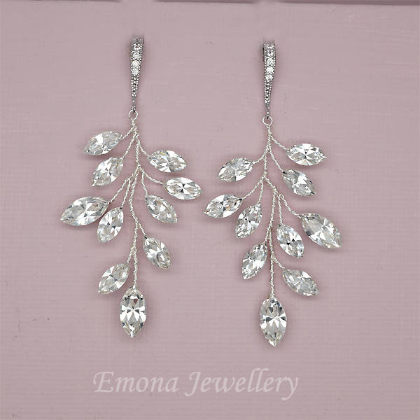 Rhinestone Earrings Crystal Bridal Earrings Swarovski | Etsy