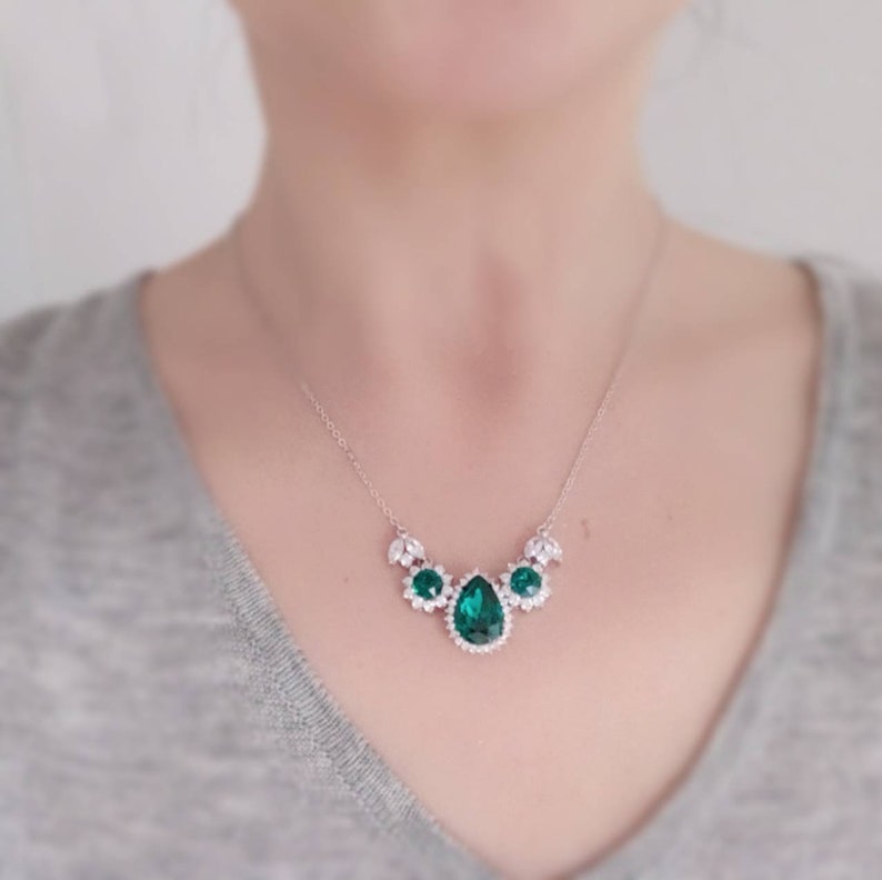 Green Wedding Jewelry Set, Emerald Jewelry Set, Emerald Necklace ...