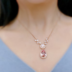 Pink Bridal Jewelry Set, Rose Gold Earrings and Necklace Set, Swarovski ...