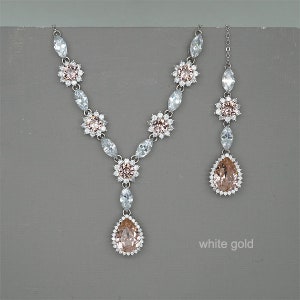 Blush Necklace, Backdrop Necklace, Pink Wedding Necklace, Swarovski ...