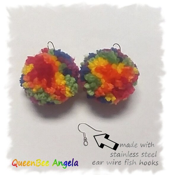 Pom Pom Earrings CHOOSE YOUR COLOR For Someone Special Cheap Gift Fashion Jewelry Handmade Jewelry Stocking Stuffer Unique Gift