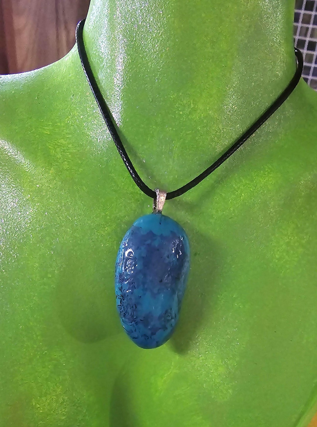 Riverstone Pendant Necklace, Hand Painted Jewelry, Handmade Jewelry ...