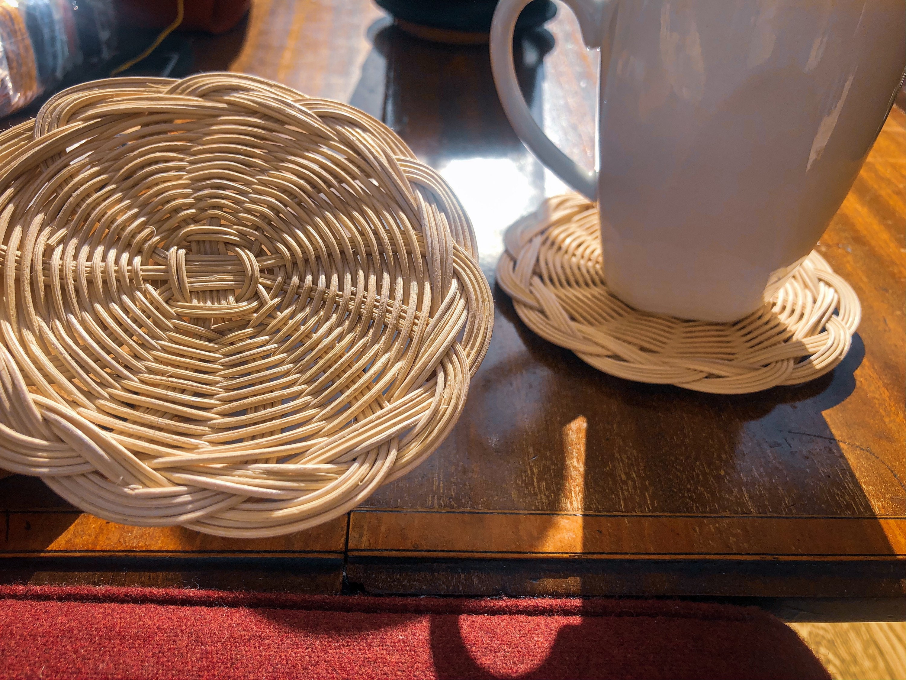 2 Piece Handmade Rattan Tea/Coffee Coasters Wicker Coaster | Etsy