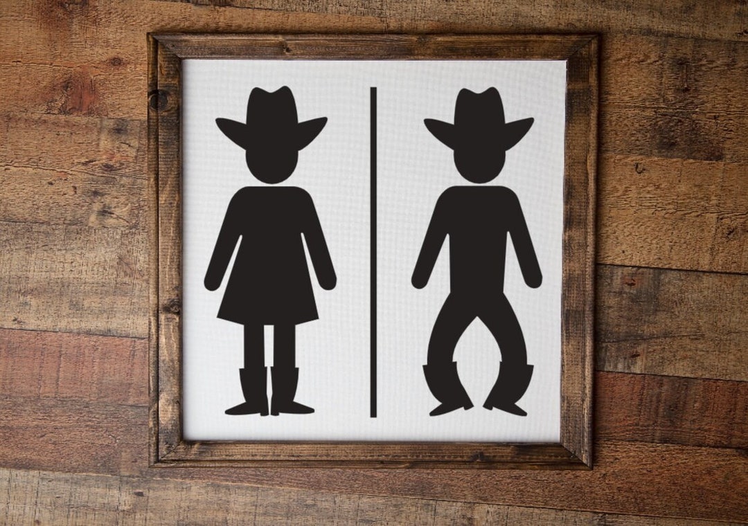 Cowboy Cowgirl Western Bathroom Sign - Western Decor - Bathroom Decor ...