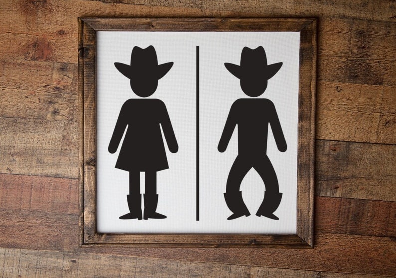 Cowboy Cowgirl Western Bathroom Sign - Western Decor - Bathroom Decor ...