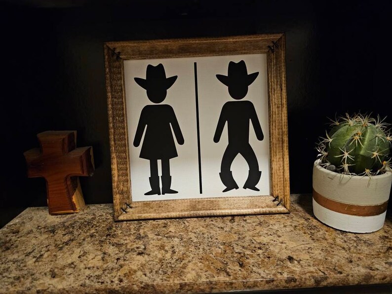 Cowboy Cowgirl Western Bathroom Sign Western Decor - Etsy