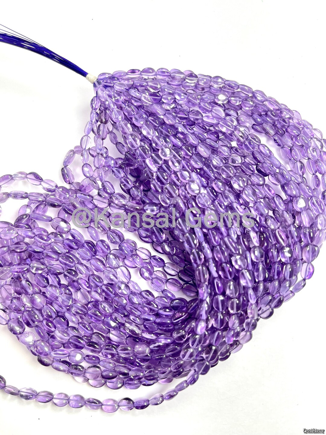 Natural AAA Amethyst Smooth Oval Semi Precious Gemstone Beads 20 Inches ...