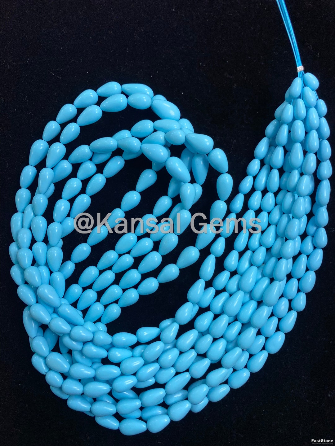 Reconstituted Turquoise Smooth Drops Straight Drill Beads Semi Precious ...