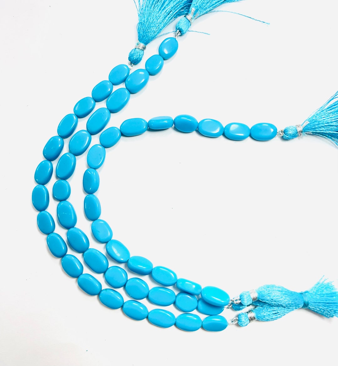 Reconstituted Turquoise Smooth Oval Semi Precious Gemstone Beads 8 ...
