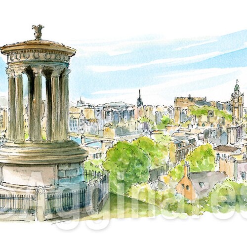 Edinburgh Scotland Art Print From an Original Watercolor | Etsy