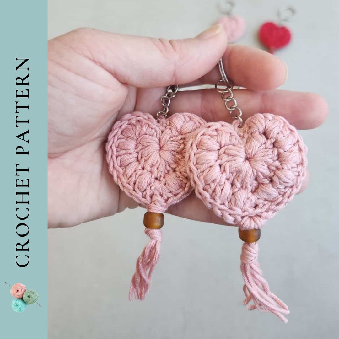 PATTERN: Crochet Heart Keychain Pattern, Crochet Keychain Pattern ...