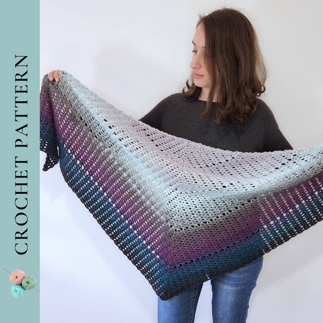 CROCHET PATTERN Triangle Shawl Crochet Pattern, Easy Crochet Shawl ...