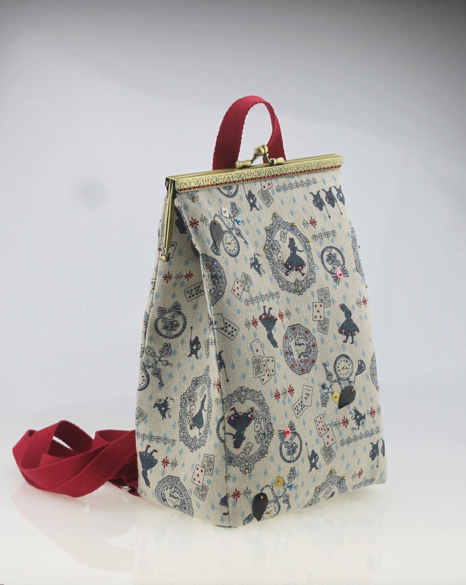 Alice in Wonderland Kiss Lock Backpack Metal Frame Clasp - Etsy