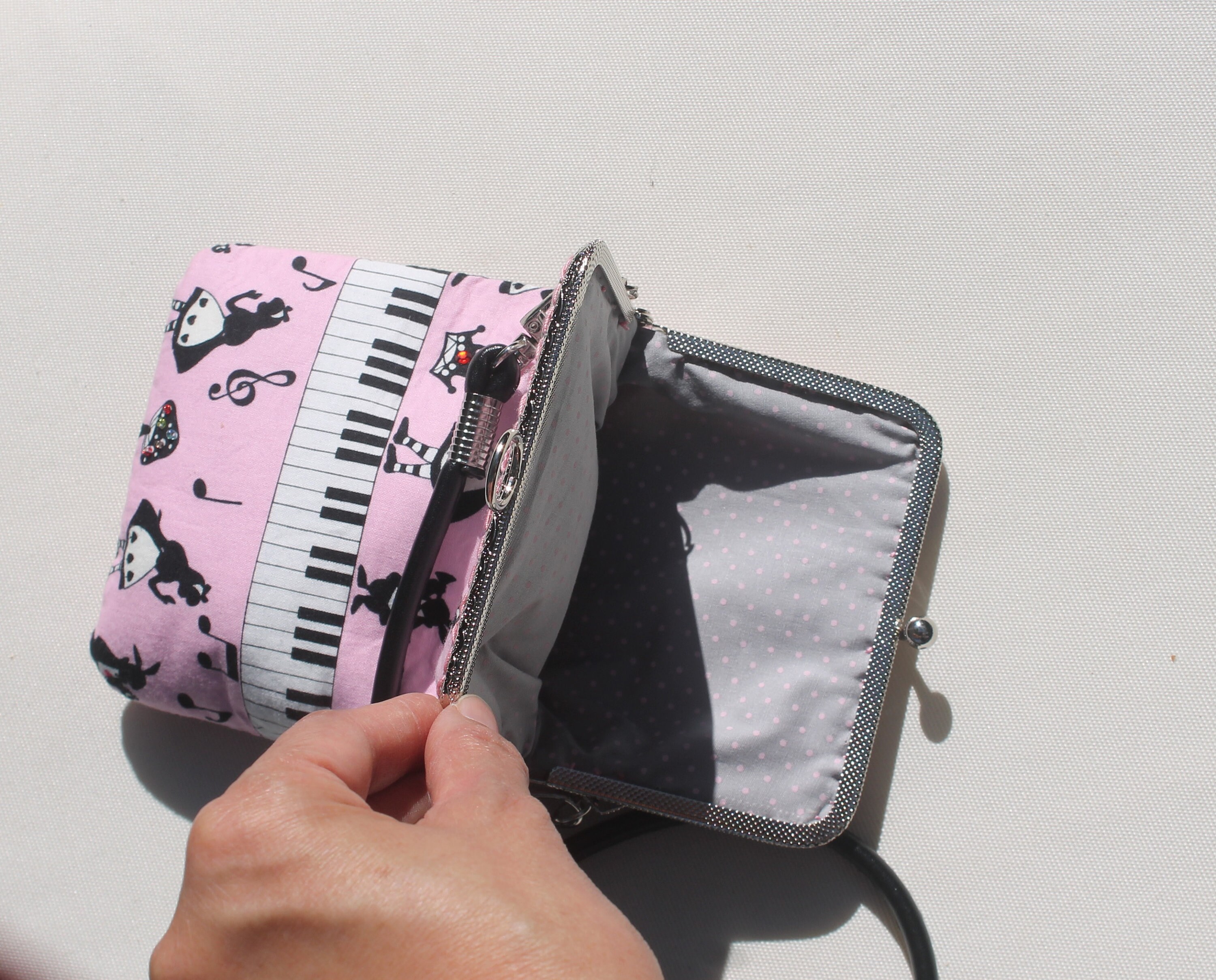 Alice in Wonderland pink piano keyboard print small crossbody | Etsy