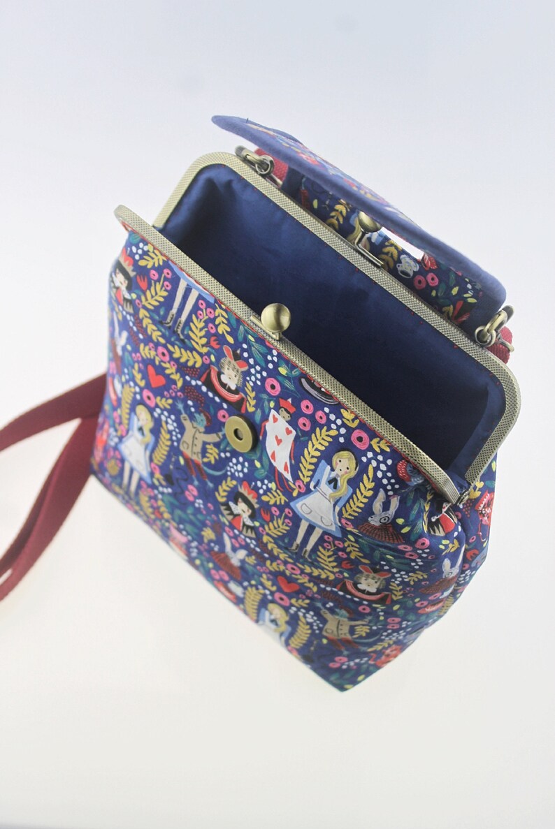 Alice in wonderland convertible kiss lock backpack or handbag | Etsy