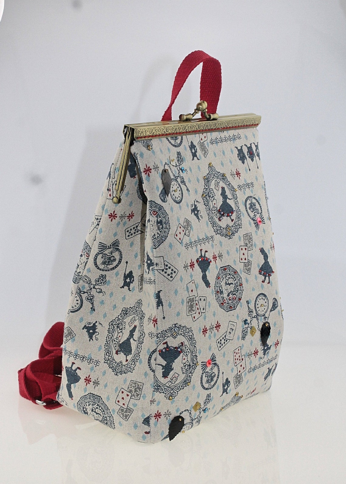 Alice in Wonderland Kiss Lock Backpack Metal Frame Clasp - Etsy