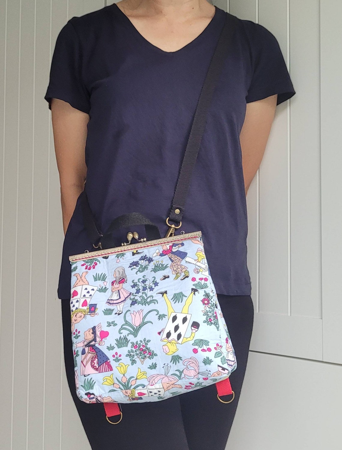 Alice in wonderland kiss lock convertible backpack or | Etsy