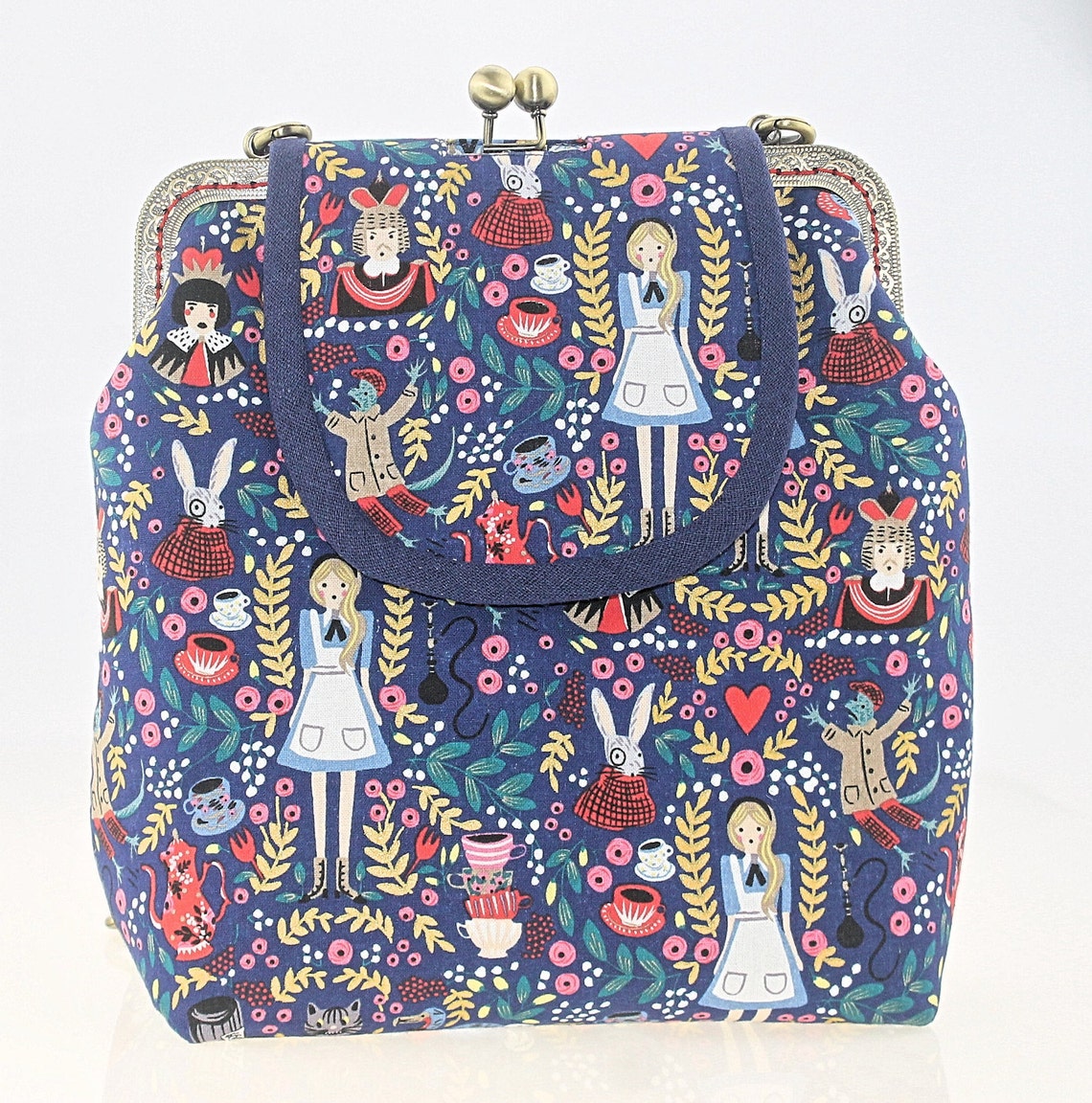 Alice in Wonderland Convertible Kiss Lock Backpack or Handbag - Etsy