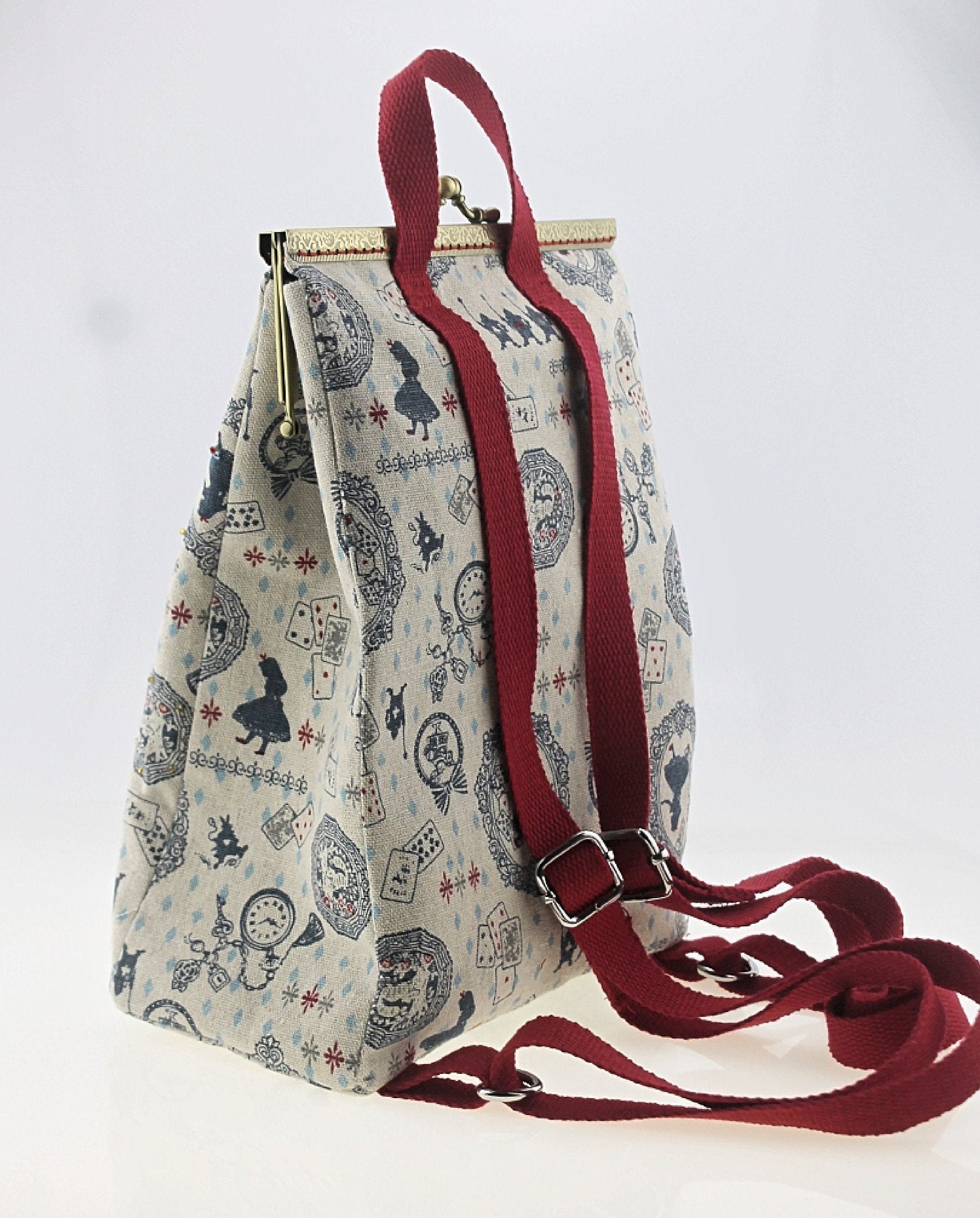 Alice in Wonderland Kiss Lock Backpack Metal Frame Clasp - Etsy
