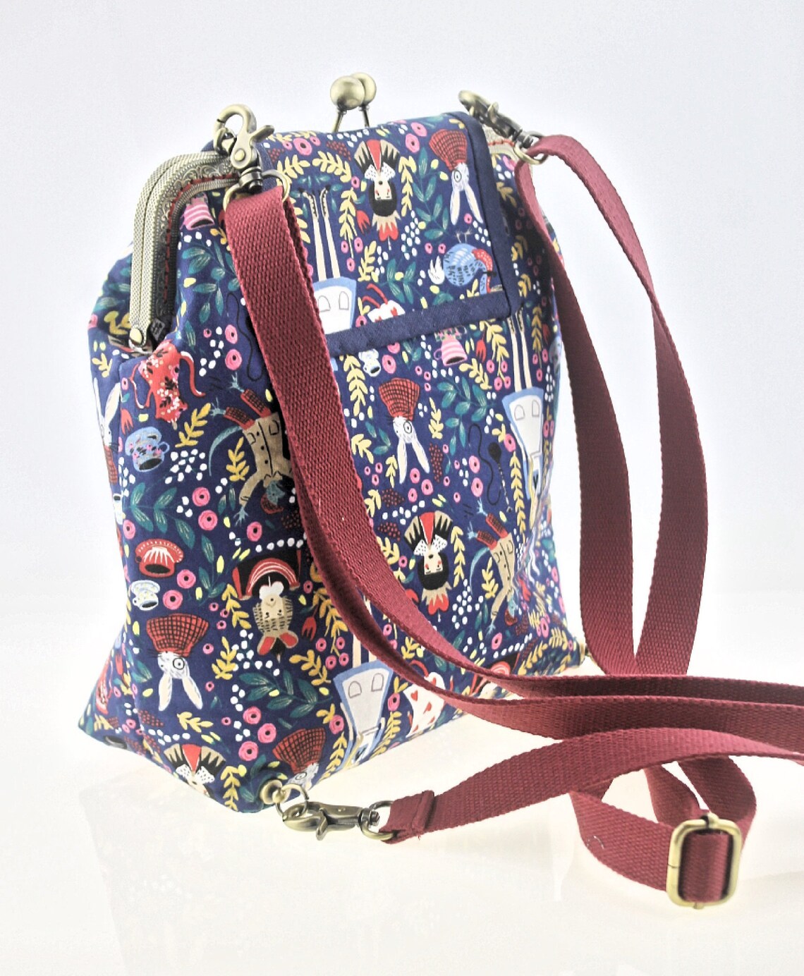 Alice in wonderland convertible kiss lock backpack or handbag | Etsy