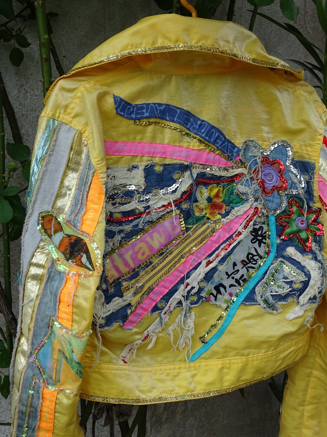 Vintage Yellow Sequin Set, Jacket and Skirt With Full Colored Pieces ...