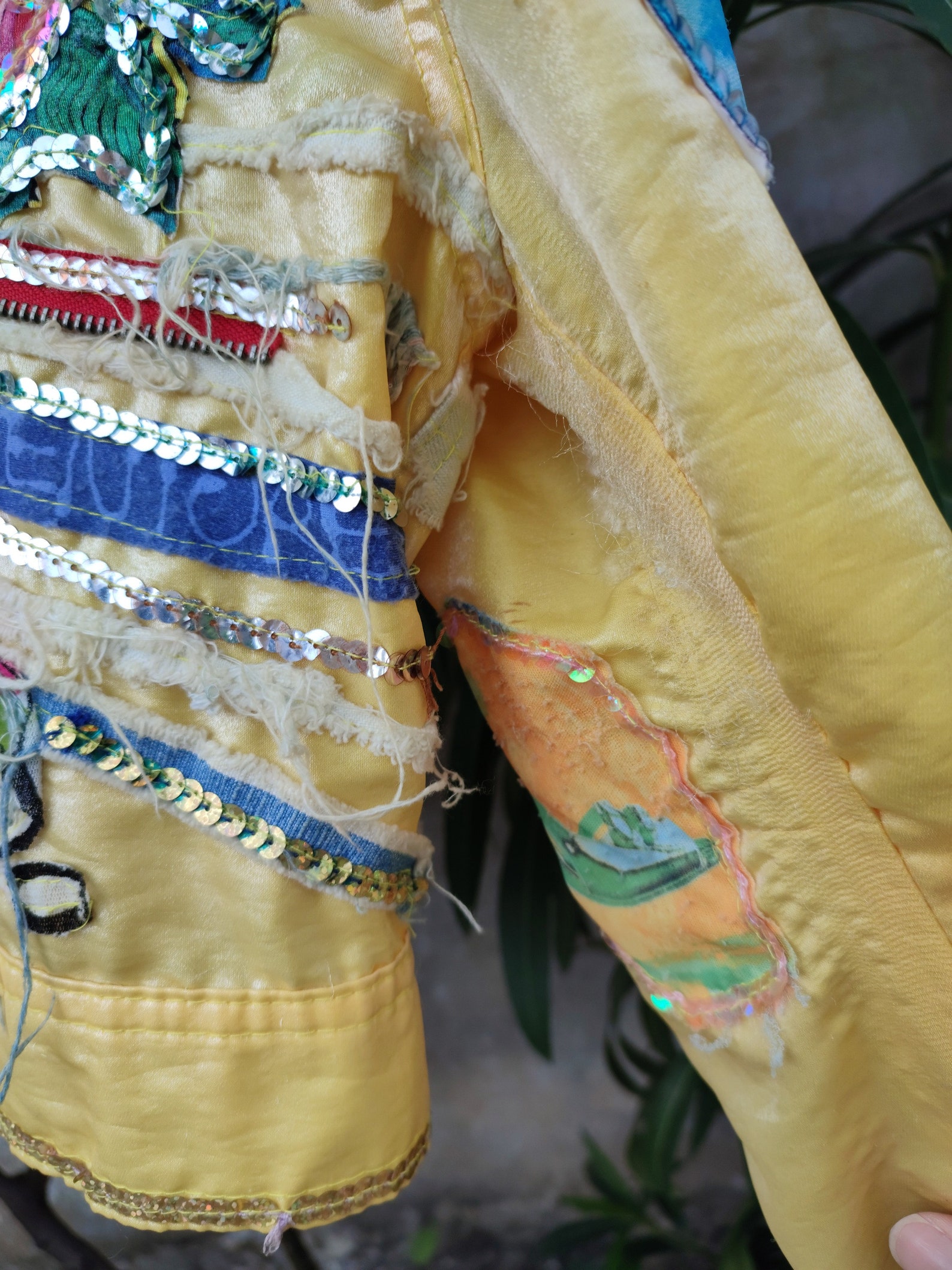 Vintage Yellow Sequin Set, Jacket and Skirt With Full Colored Pieces ...