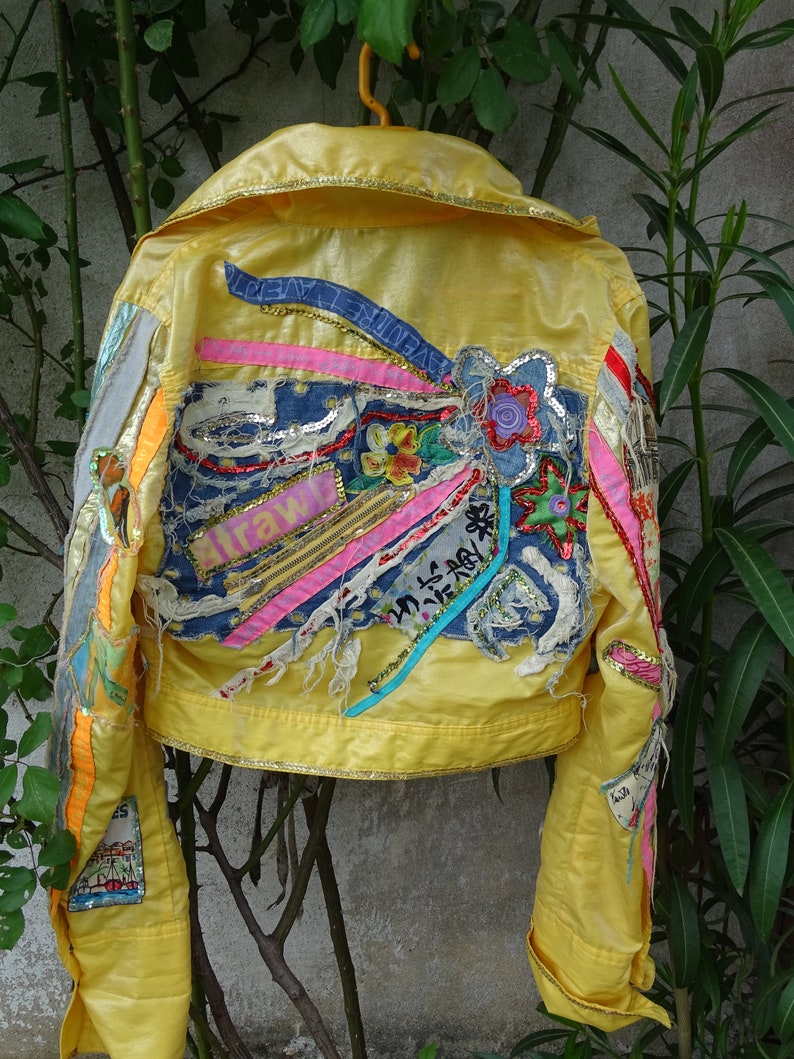 Vintage Yellow Sequin Set, Jacket and Skirt With Full Colored Pieces ...