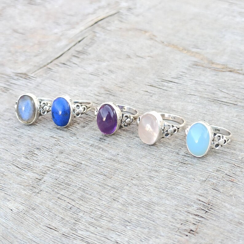 Rose Quartz Ring Pink Stone Ring Oval Stone Ring 925 - Etsy
