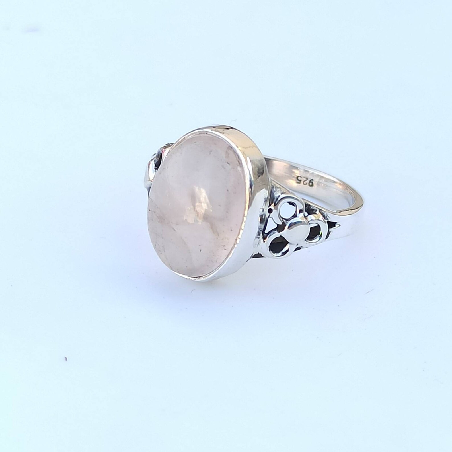 Rose Quartz Ring Pink Stone Ring Oval Stone Ring 925 - Etsy