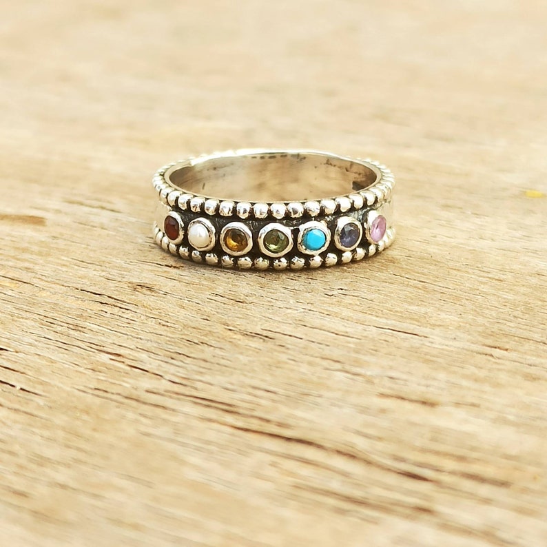 Chakra Band Ring 7-stone Ring Multi Stone Ring 925 Sterling - Etsy