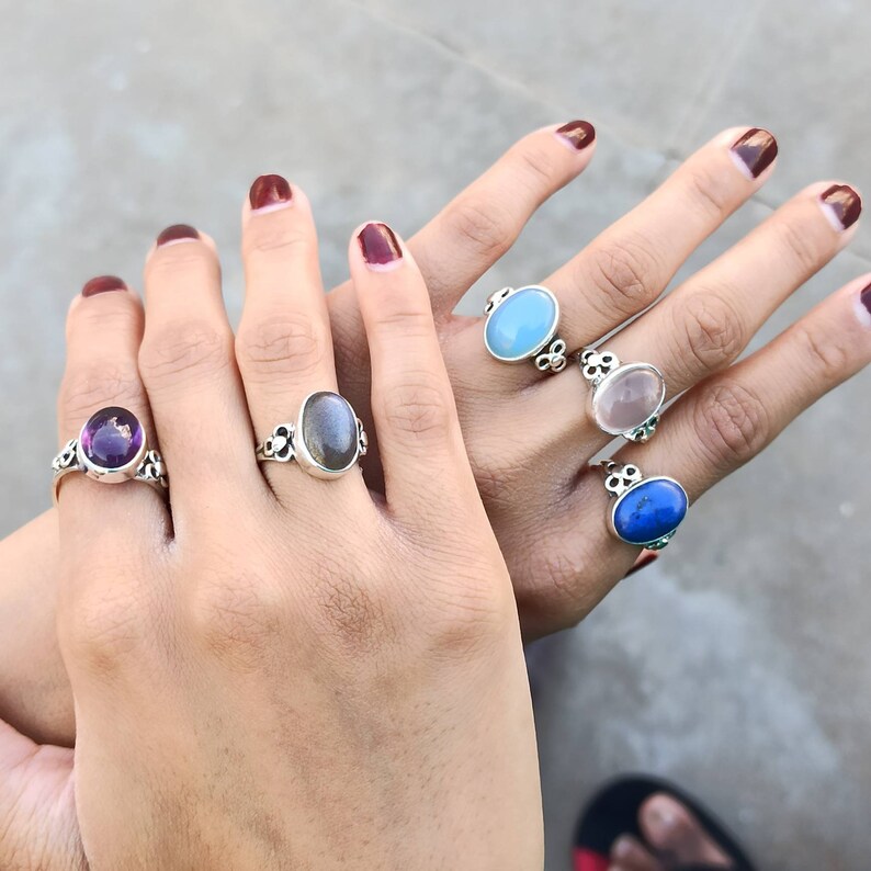 Rose Quartz Ring Pink Stone Ring Oval Stone Ring 925 - Etsy