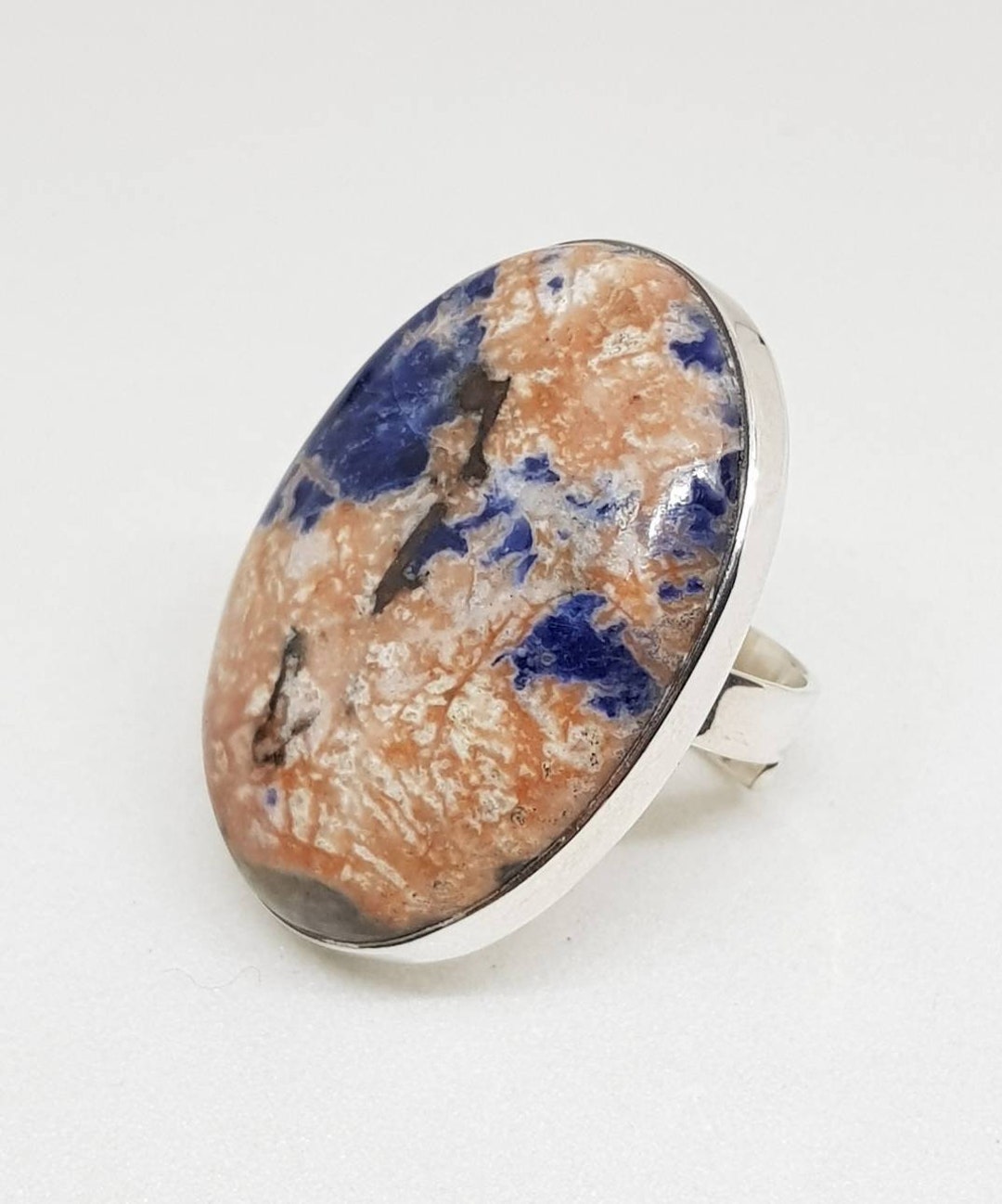 Natural Sodalite Ring, 925 Silver Ring, Bezel Ring, Sterling Silver ...