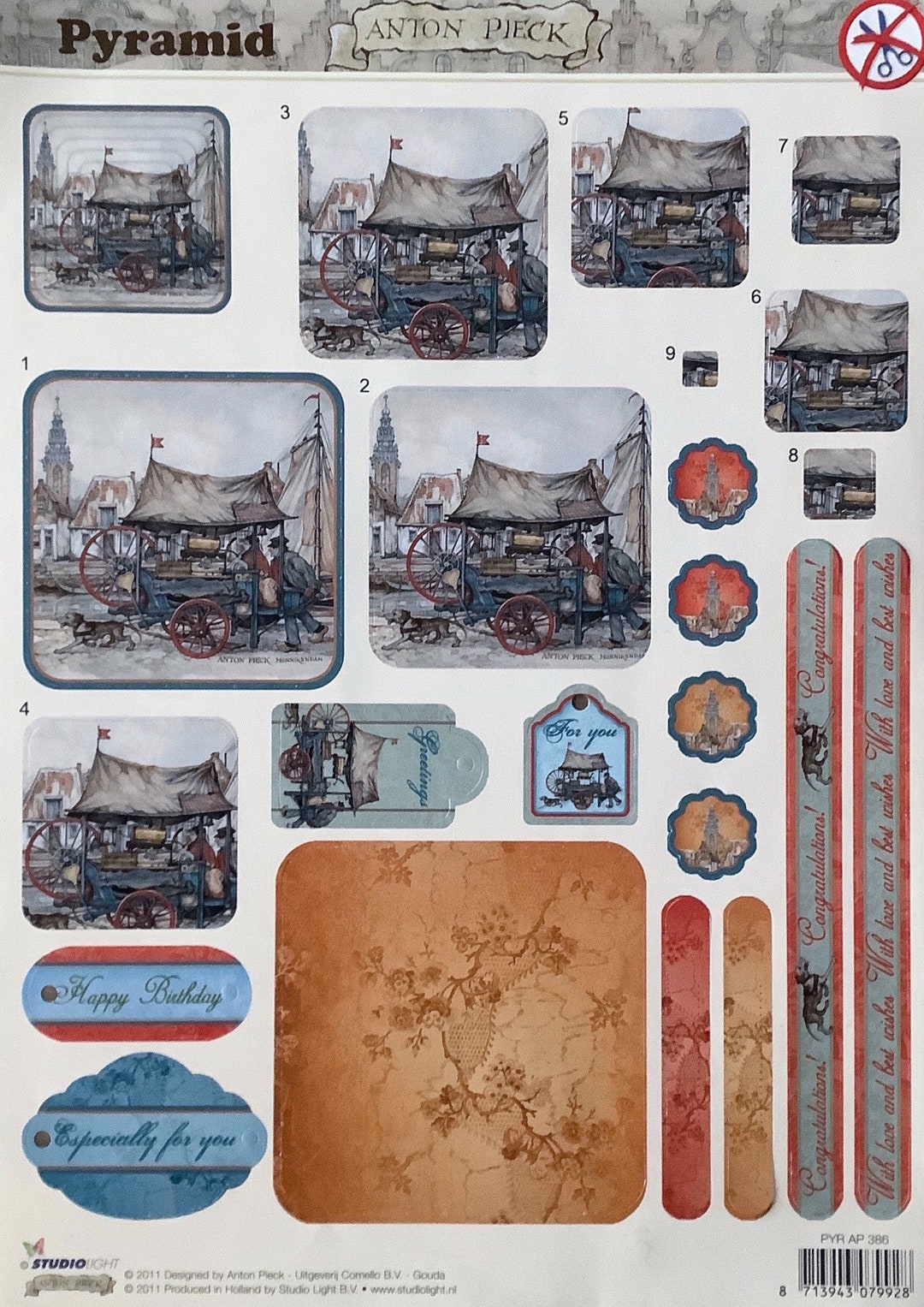 Anton Pieck Page of Die Cuts for Pyramid 3D Card Making and Other Paper ...