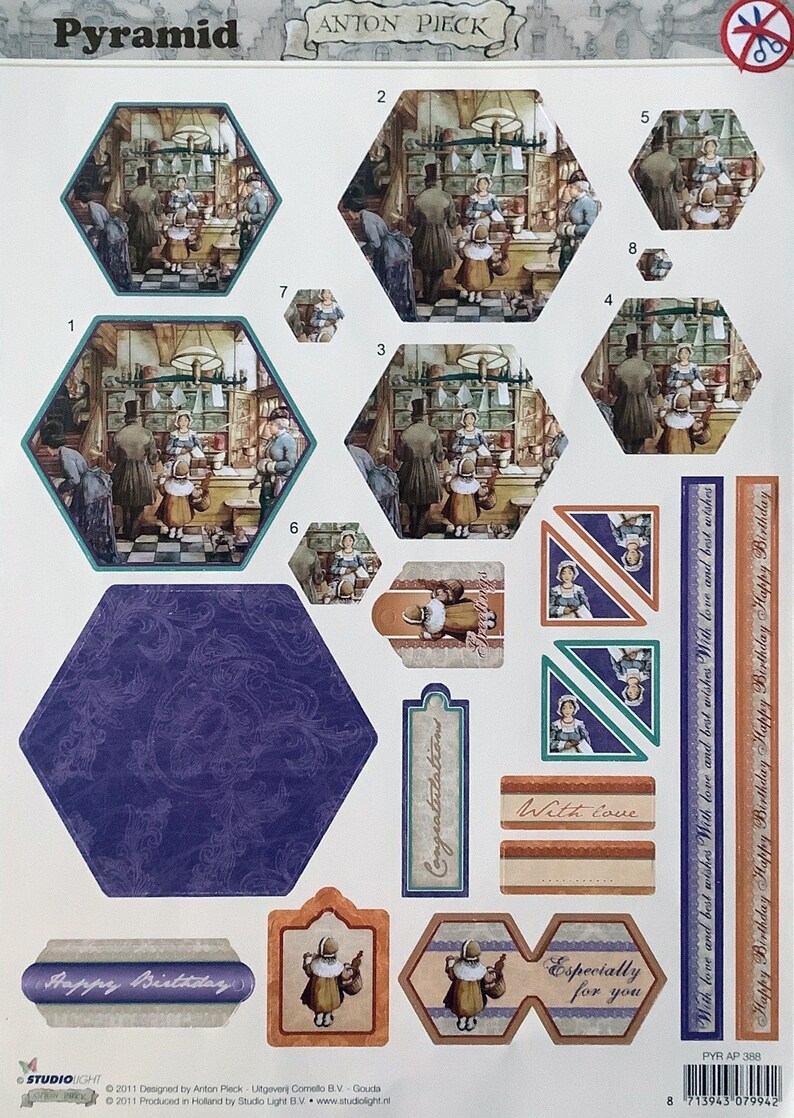 Anton Pieck Page of Die Cuts for Pyramid 3D Card Making and - Etsy
