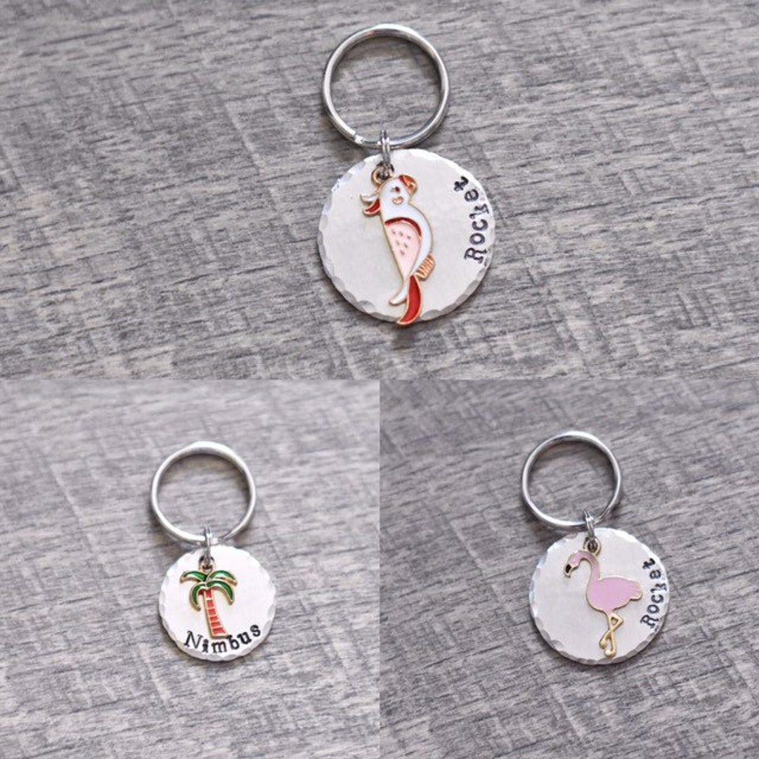 Flamingo Dog Tag Bird Pet Tag Palm Tree Pet Tag Summer Dog - Etsy