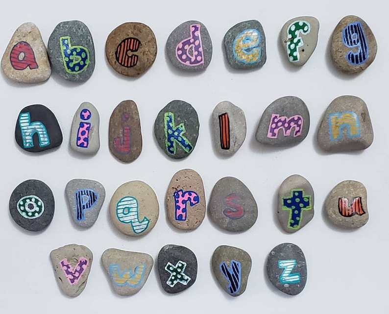 Hand-painted Alphabet Rocks – Unique Educational Set - Etsy