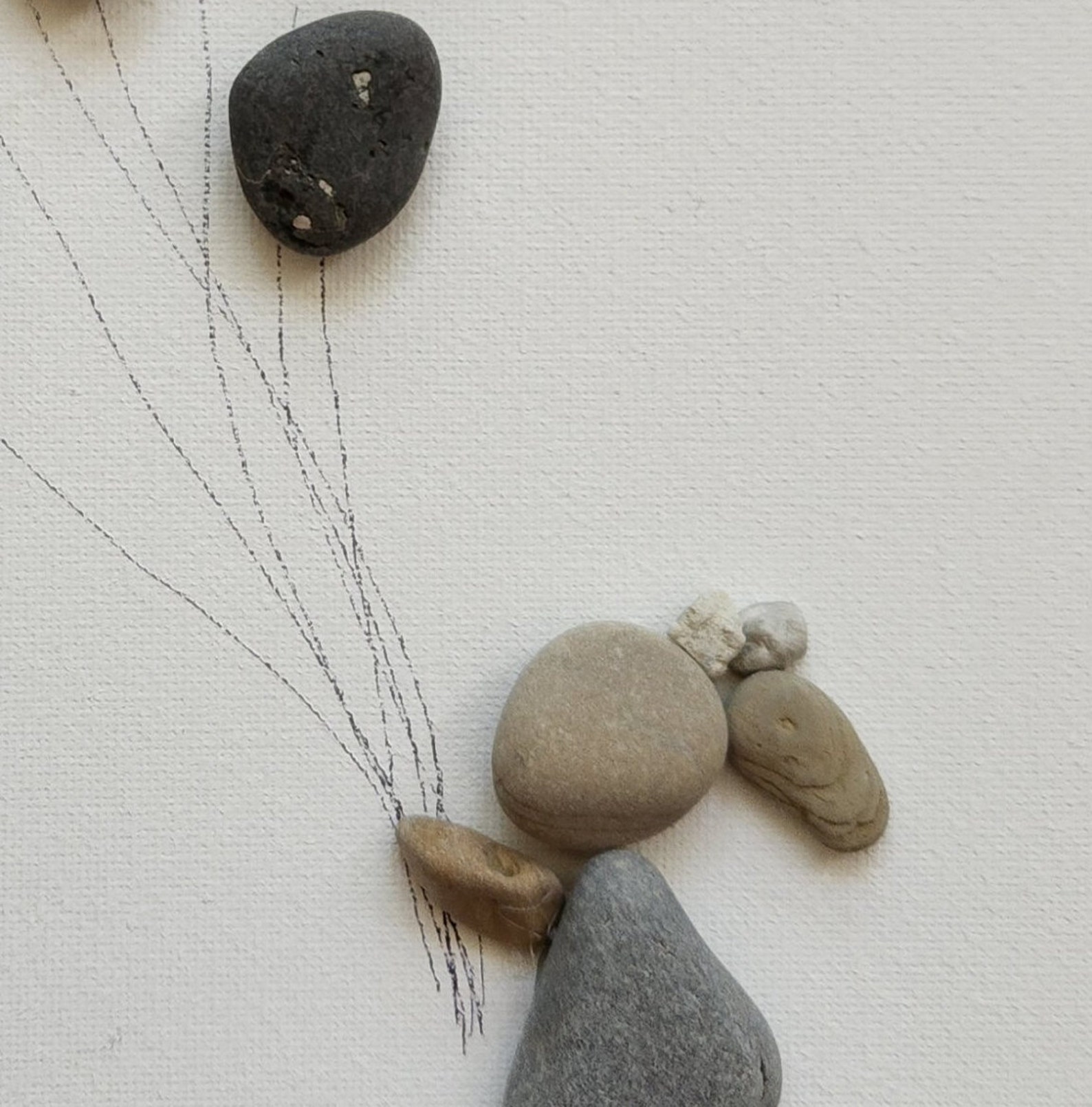 Balloon Girl Pebble Art: Handmade Lake Michigan Rock Canvas - Etsy