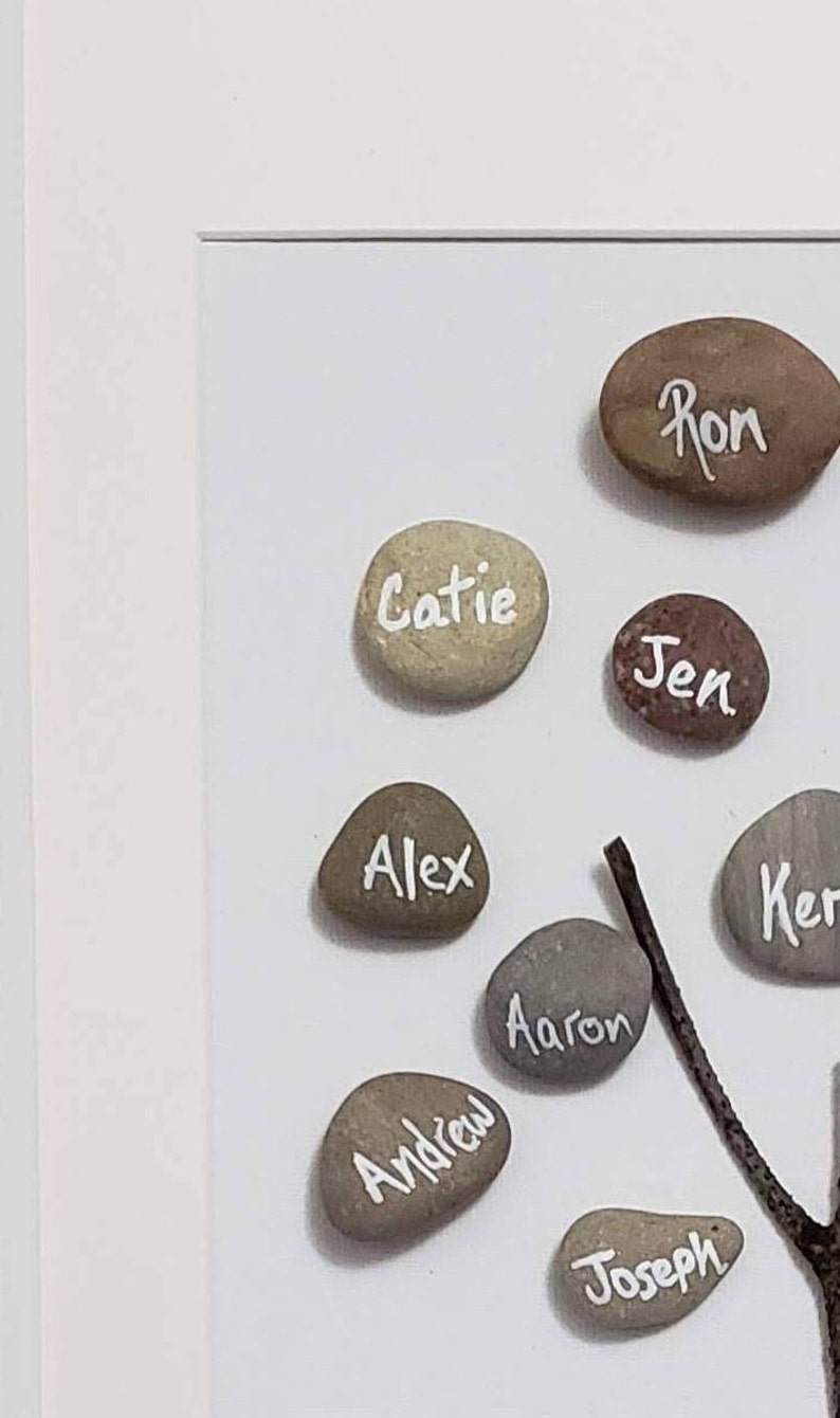 Custom Family Tree Pebble Art: Personalized Framed Rock Art - Etsy