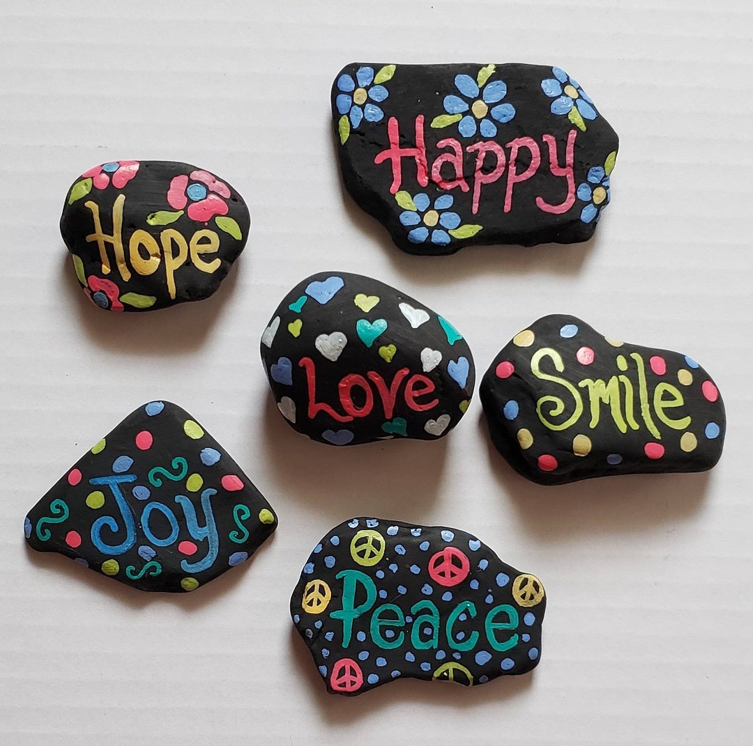 Inspirational Happy Sayings Painted Rocks | Garden Rocks | Fairy and ...