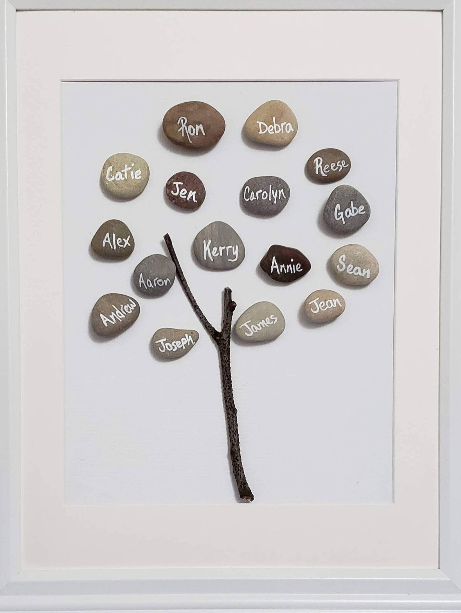 Custom Family Tree Pebble Art: Personalized Framed Rock Art - Etsy