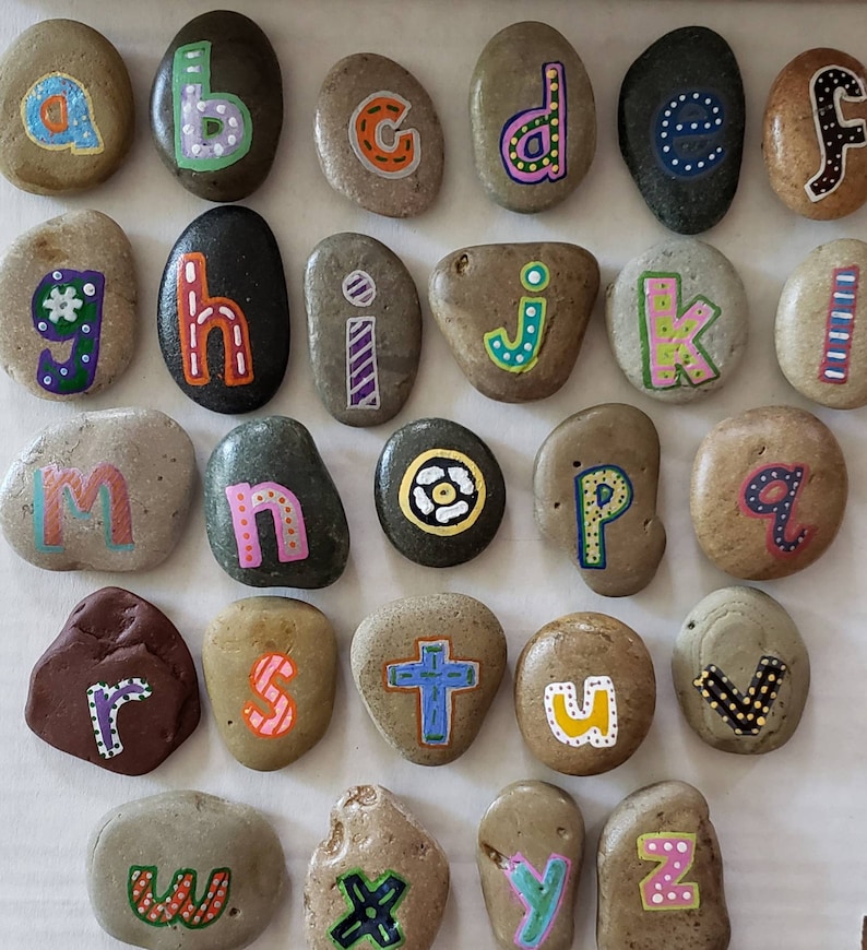 Hand-painted Alphabet Rocks – Unique Educational Set - Etsy