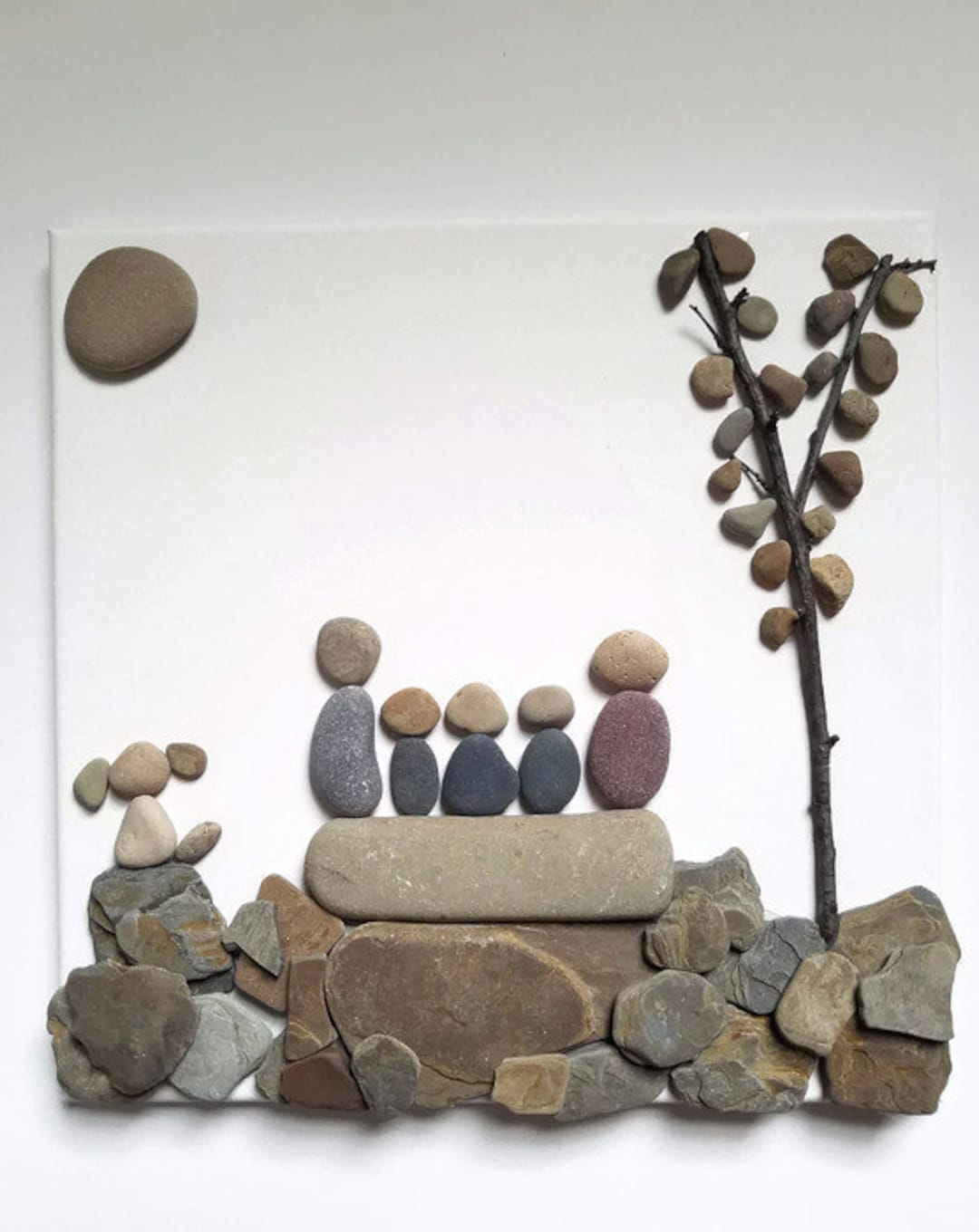 Custom Family Portrait Pebble Art-unique Personalized Decor - Etsy