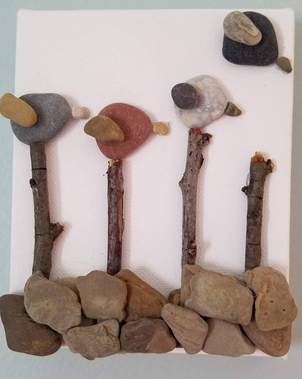Waiting Birds Pebble Art Home Decor | Etsy
