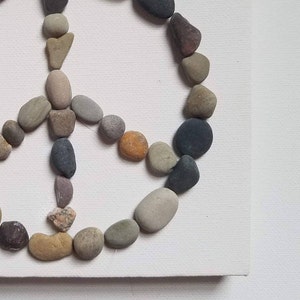 Peace Sign Pebble Art Rustic Decor - Etsy