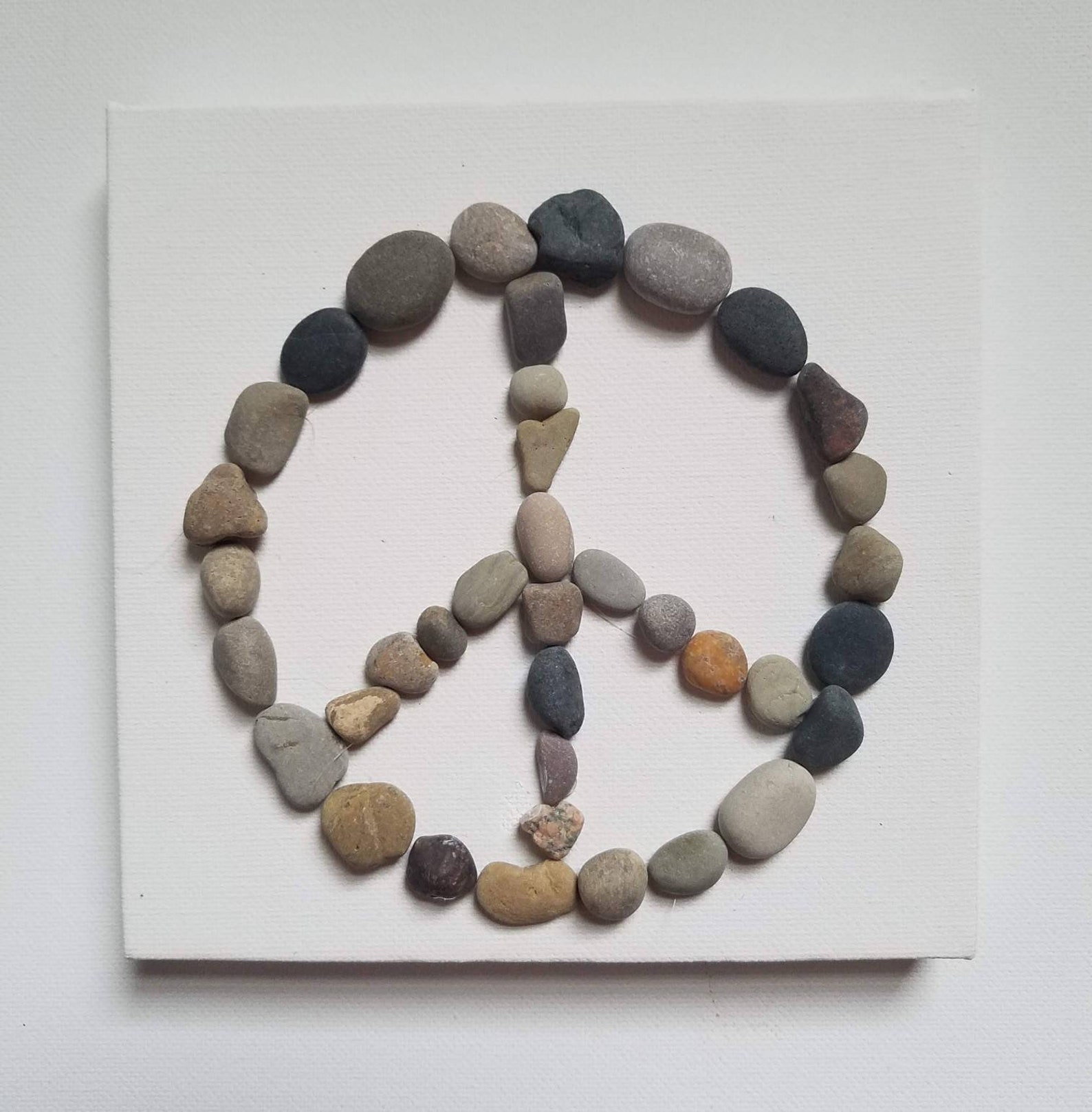 Peace Sign Pebble Art Rustic Decor - Etsy