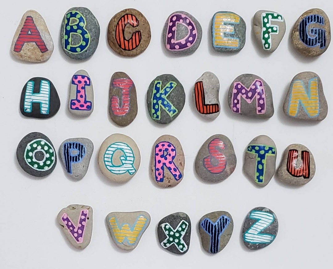 Hand-painted Alphabet Rocks – Unique Educational Set - Etsy