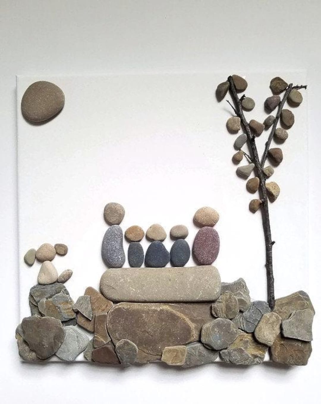Custom Family Portrait Pebble Art: Unique Rock Art Decor - Etsy