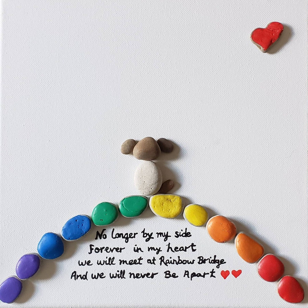 Custom Pet Memorial Rock Art: Rainbow Bridge Pebble Portrait - Etsy