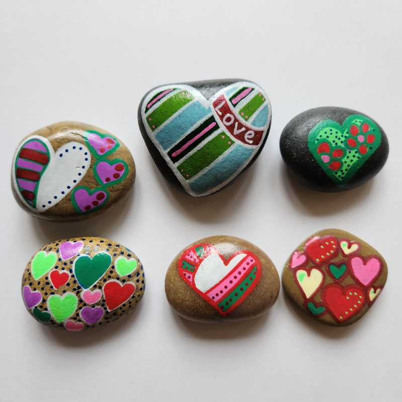 Heart Painted Rocks - Etsy